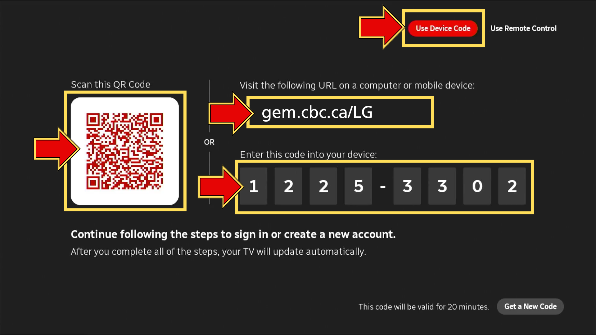 How do I log in to the CBC Gem app for LG TVs? – CBC Help Centre